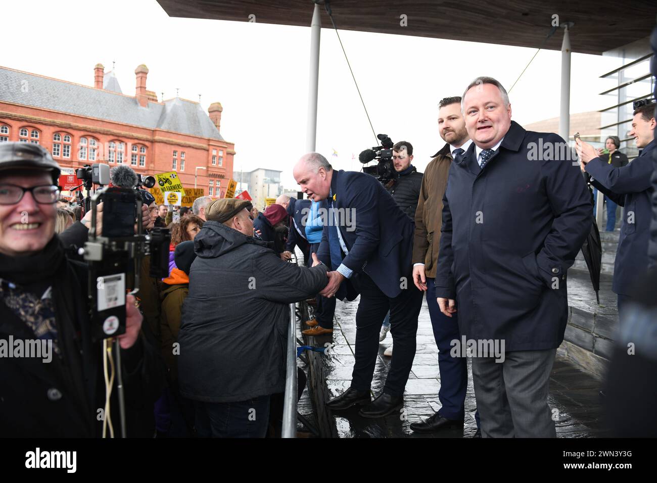 29th February 2024, Cardiff, Wales. Farmers take part in a protest in ...