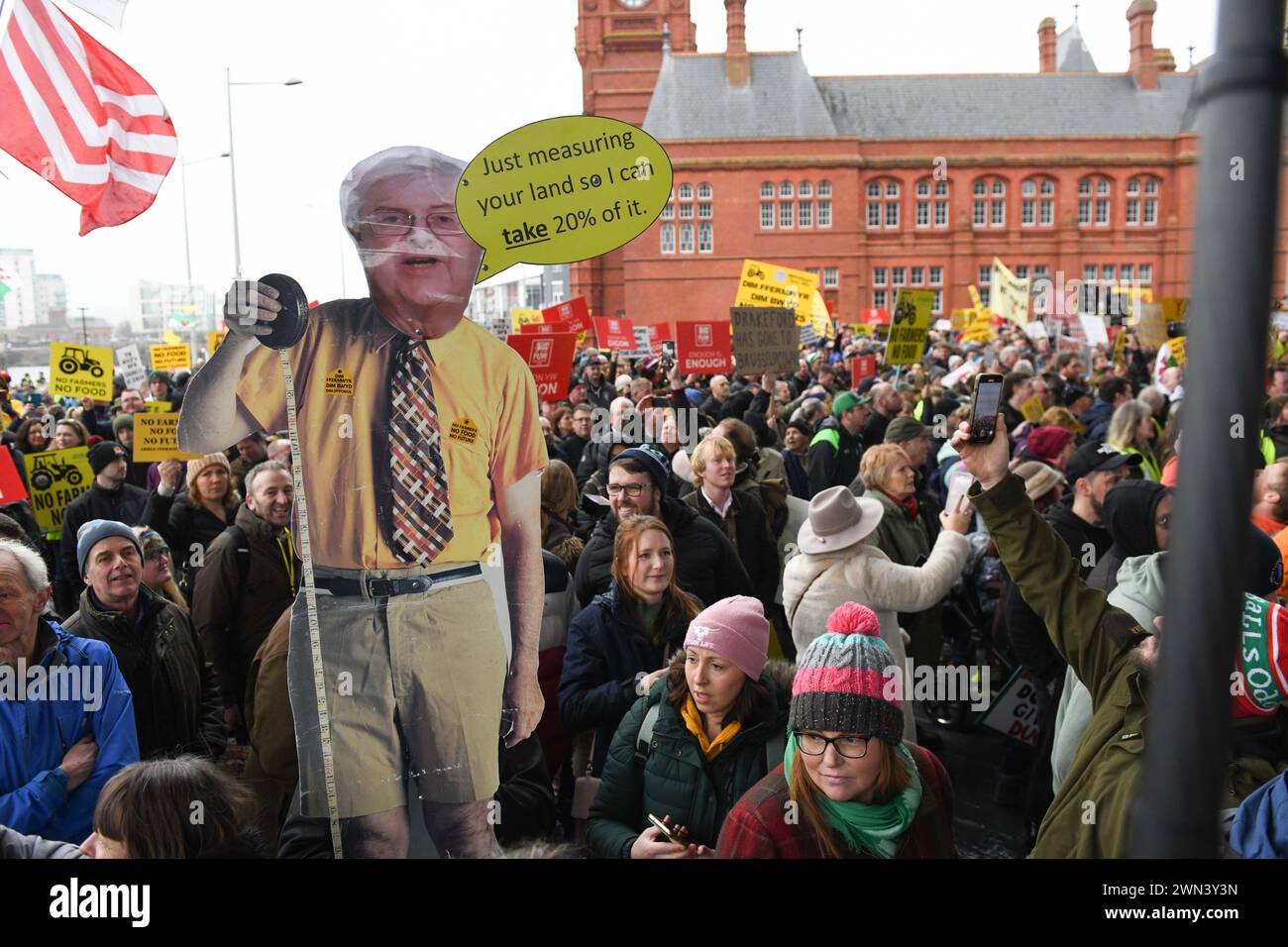 29th February 2024, Cardiff, Wales. Farmers take part in a protest in ...