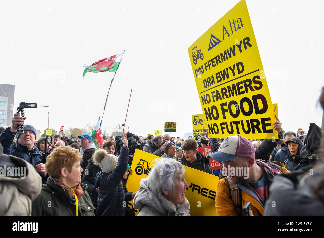 29th February 2024, Cardiff, Wales. Farmers take part in a protest in ...