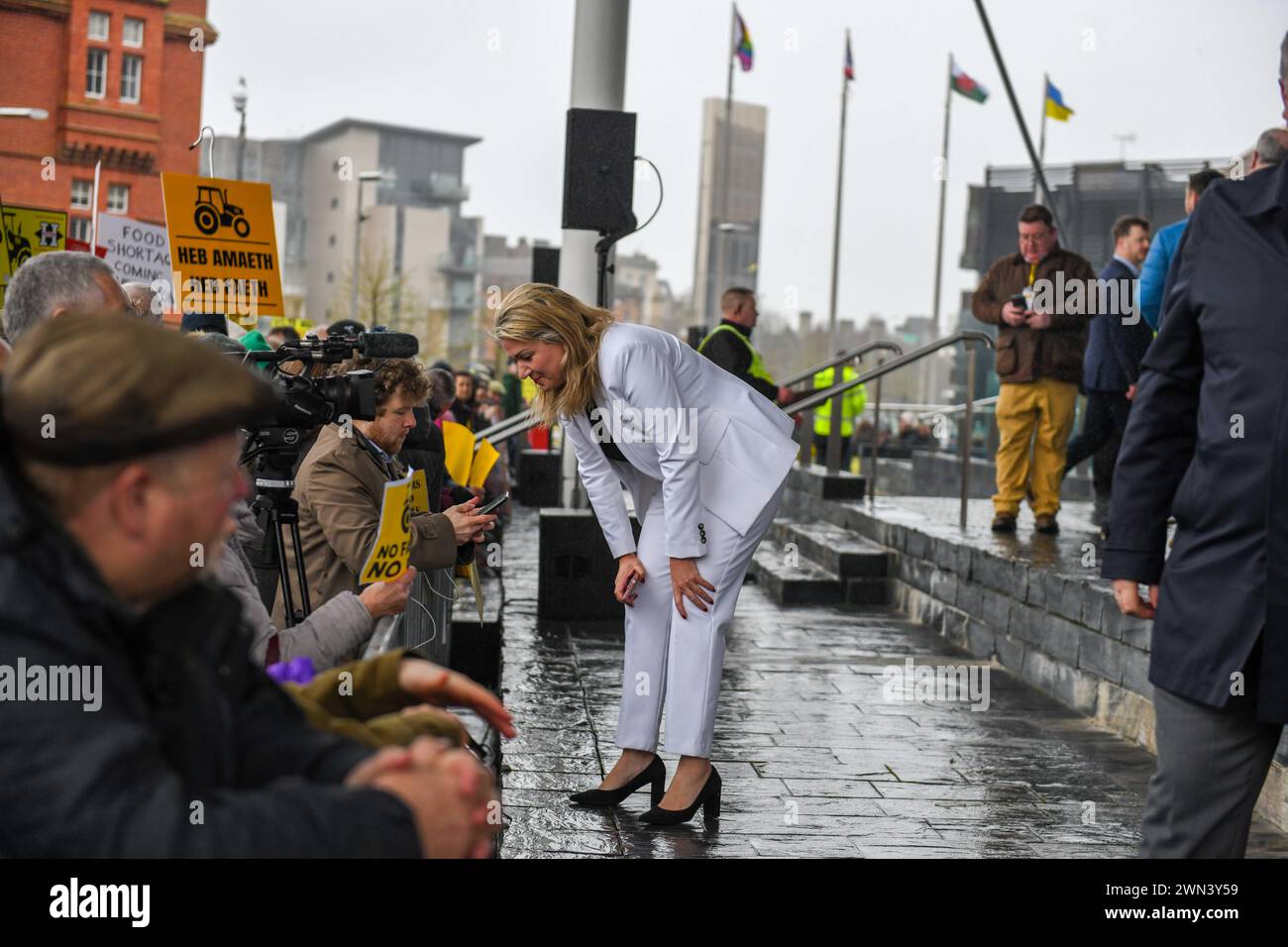 29th February 2024, Cardiff, Wales. Pictured is Welsh Conservative Laura Anne Jones, as farmers ...