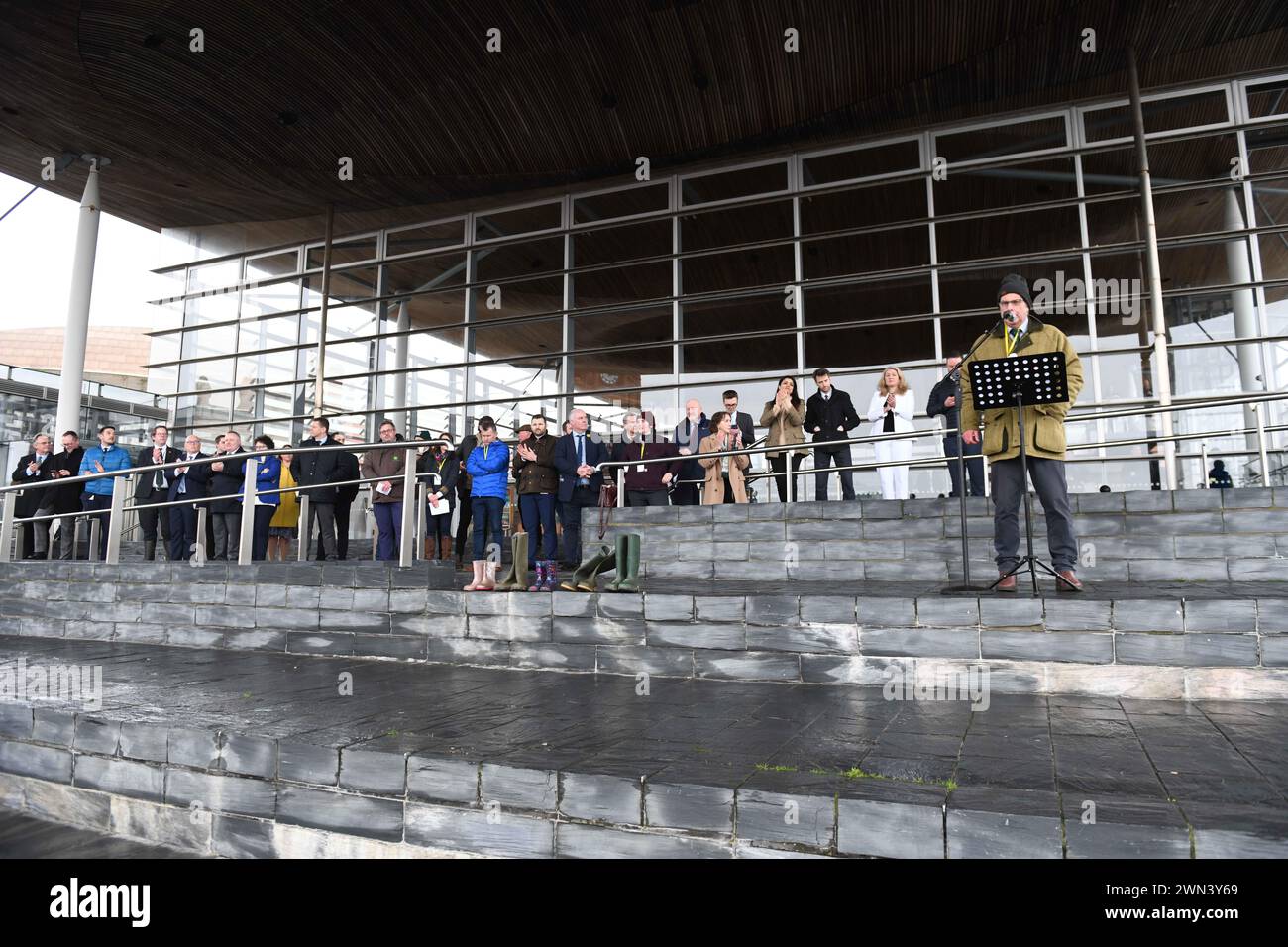 29th February 2024, Cardiff, Wales. Farmers take part in a protest in ...