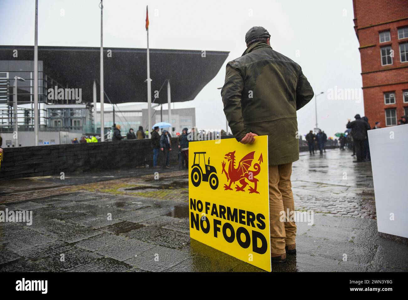 29th February 2024, Cardiff, Wales. Farmers take part in a protest in ...
