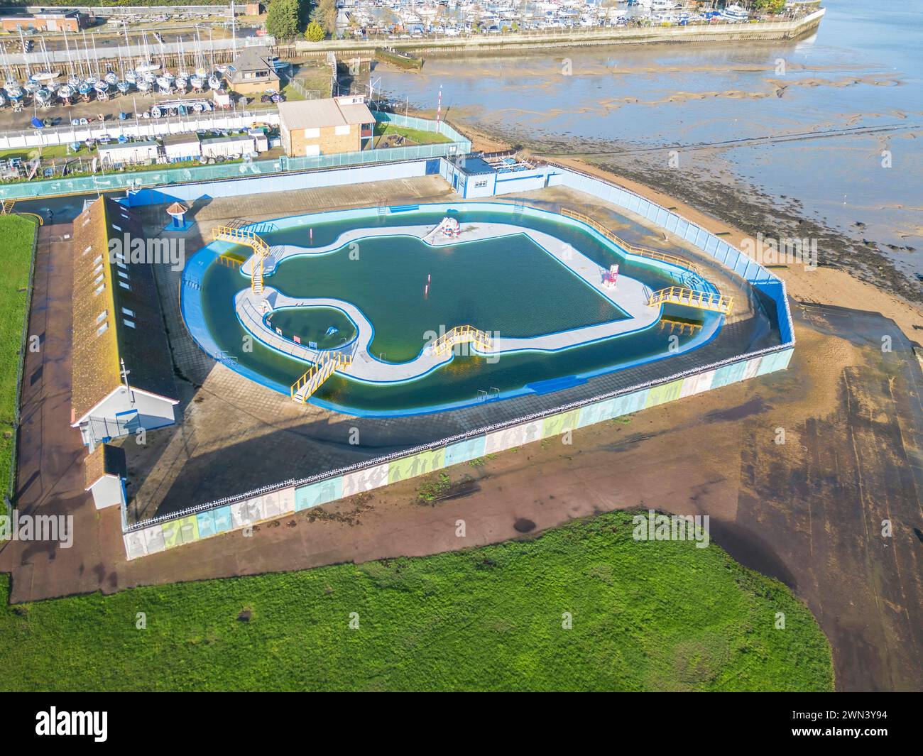 the salt water lido or swimming pool at the strand and river medway at ...