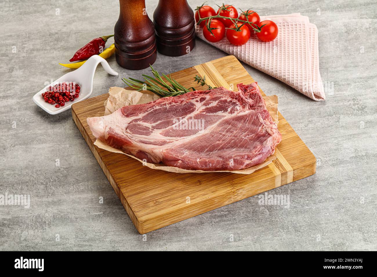 Raw pork neck steak for coocking Stock Photo - Alamy