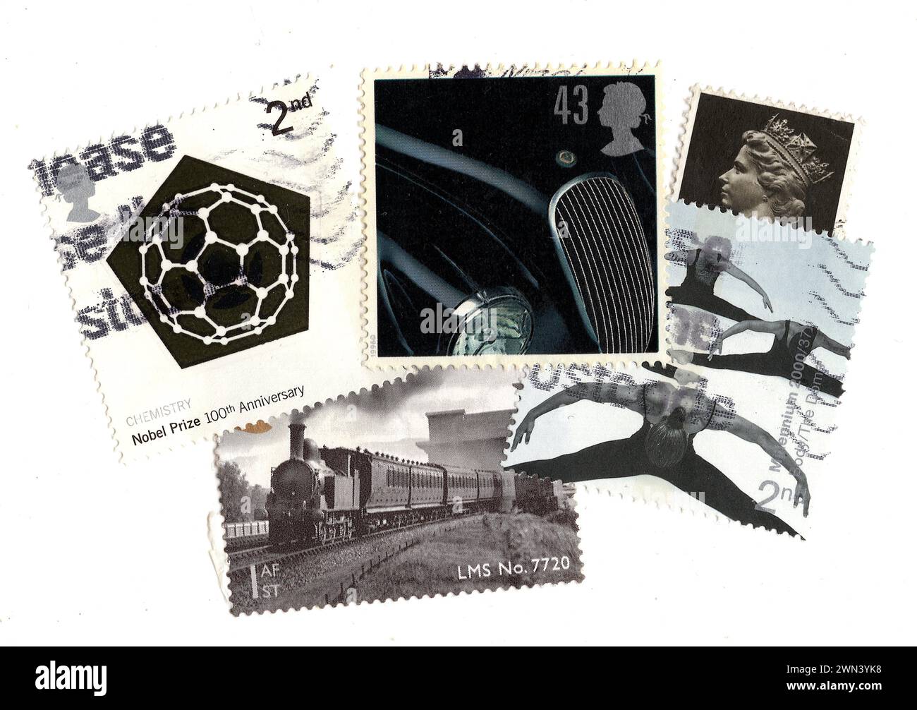 Vintage black commemorative postage stamps from the United Kingdom ...