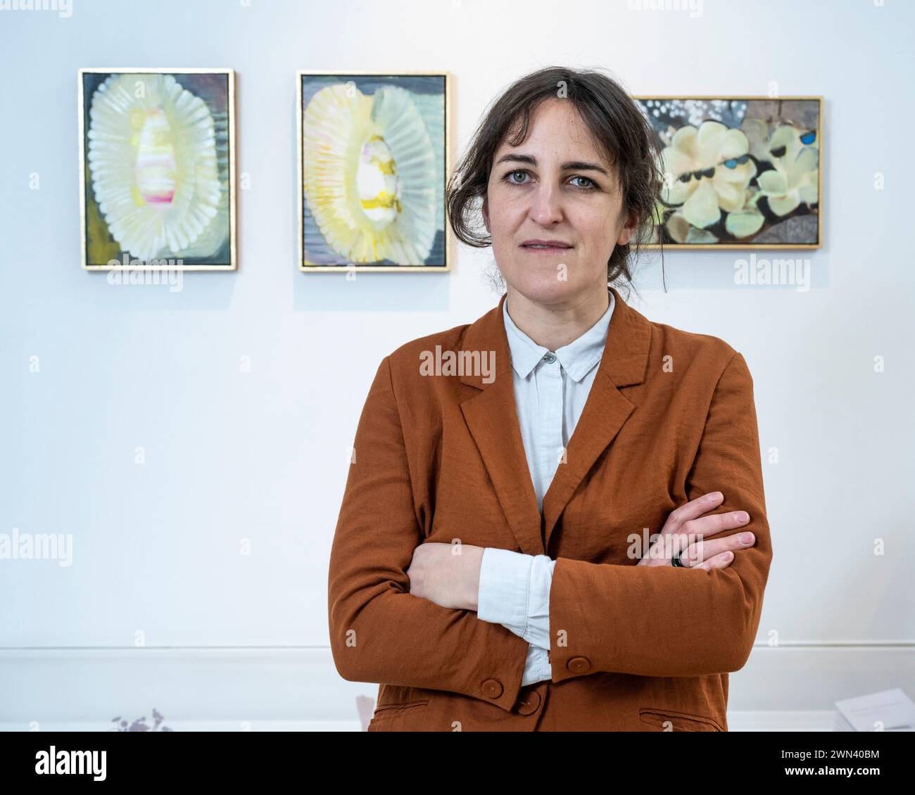 London, UK. 29 February 2024. Katherine Jones RA in front of her works ...