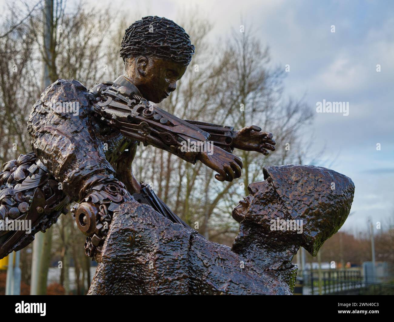 St Helens, UK - Jan 4 2024: The Worker's Memorial Statue in St Helens ...