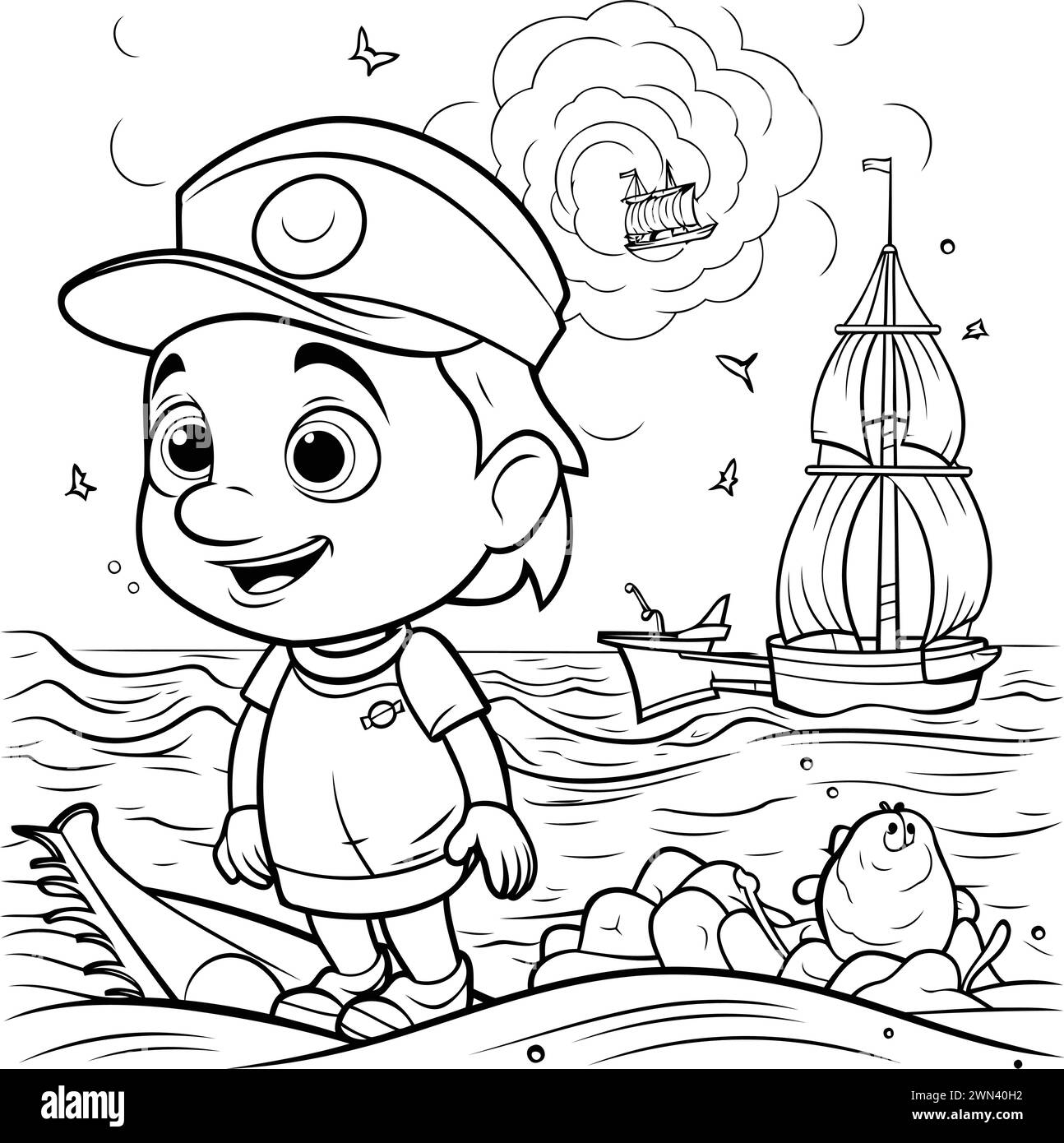 Coloring pirate Black and White Stock Photos & Images - Alamy