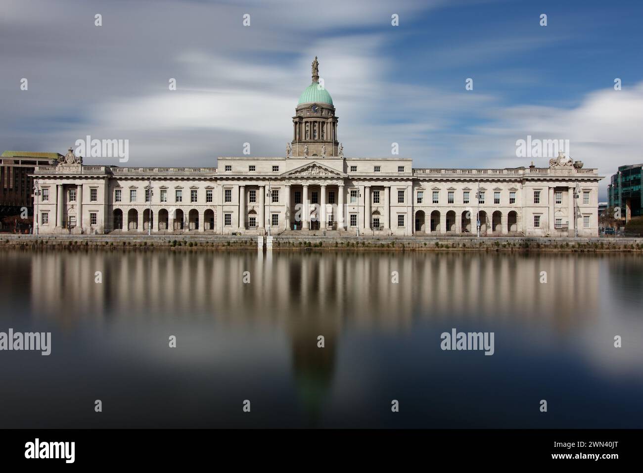 Dublin, Ireland The Custom house at Dublin city centre. liffey river in ...