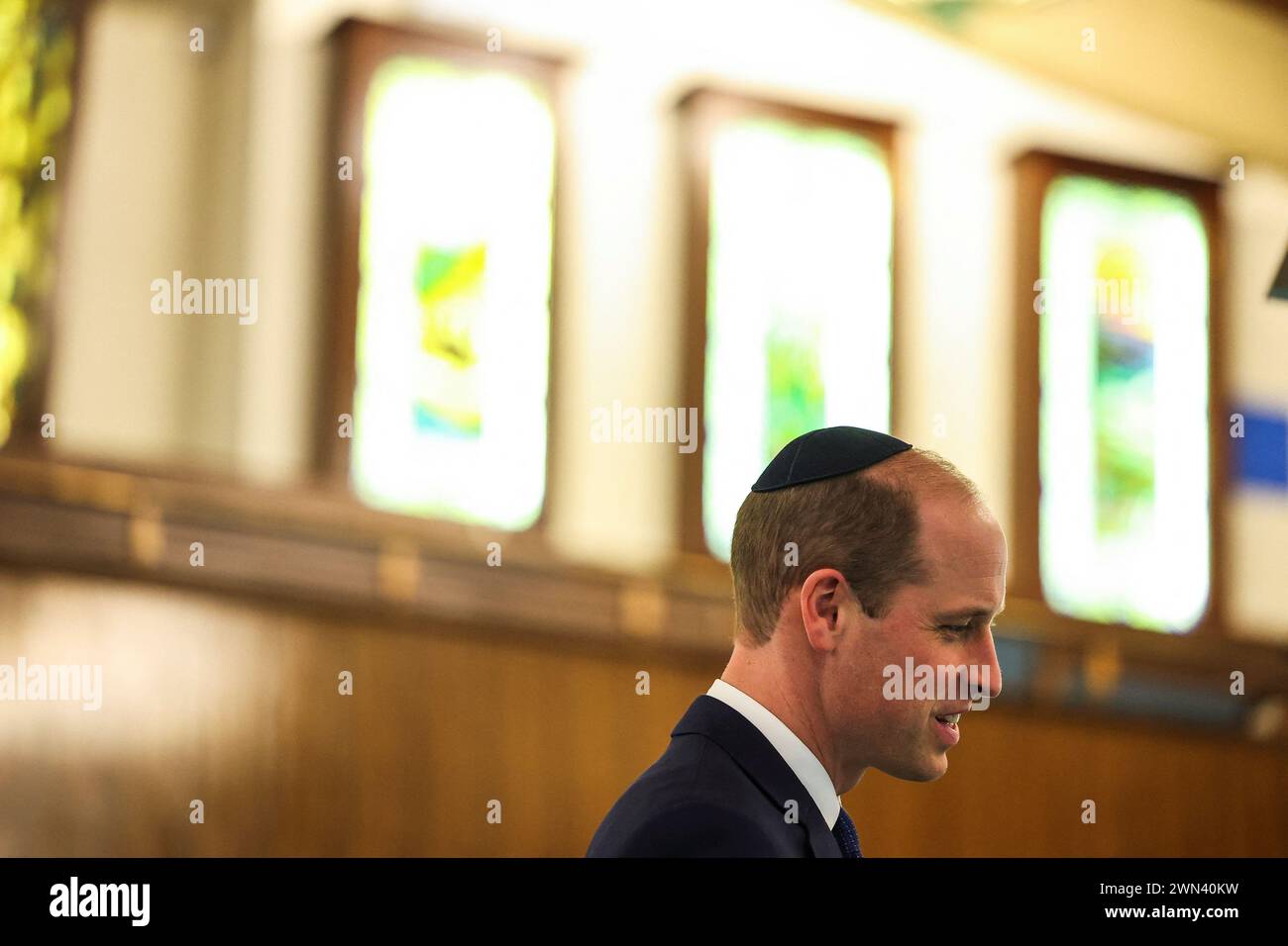 The Prince of Wales wears a kippah as he visits the Western Marble Arch ...