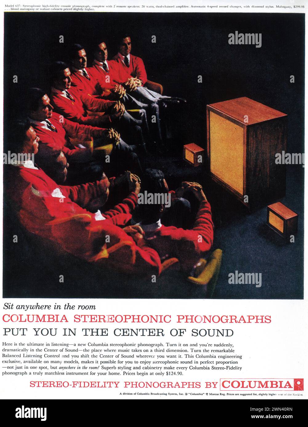 1958 Columbia Phonograph The Center Of Sound Magazine Ad Stock Photo ...