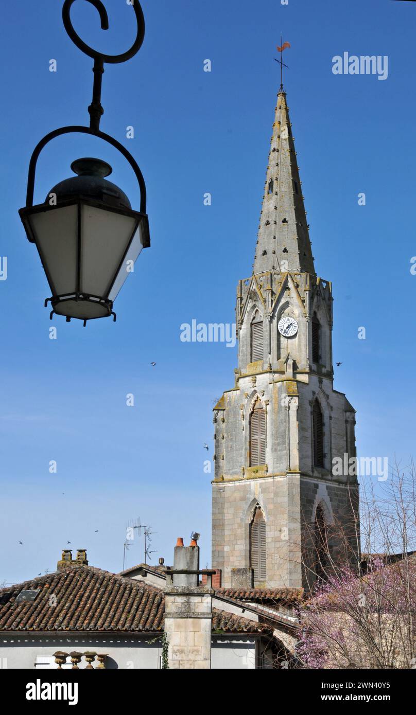 Confolens Church Tower viewed from the Remparts of the town's medieval ...