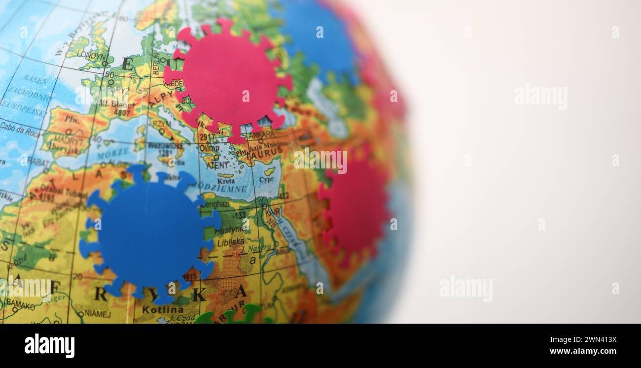 Colourful round map with stickers Stock Photo - Alamy