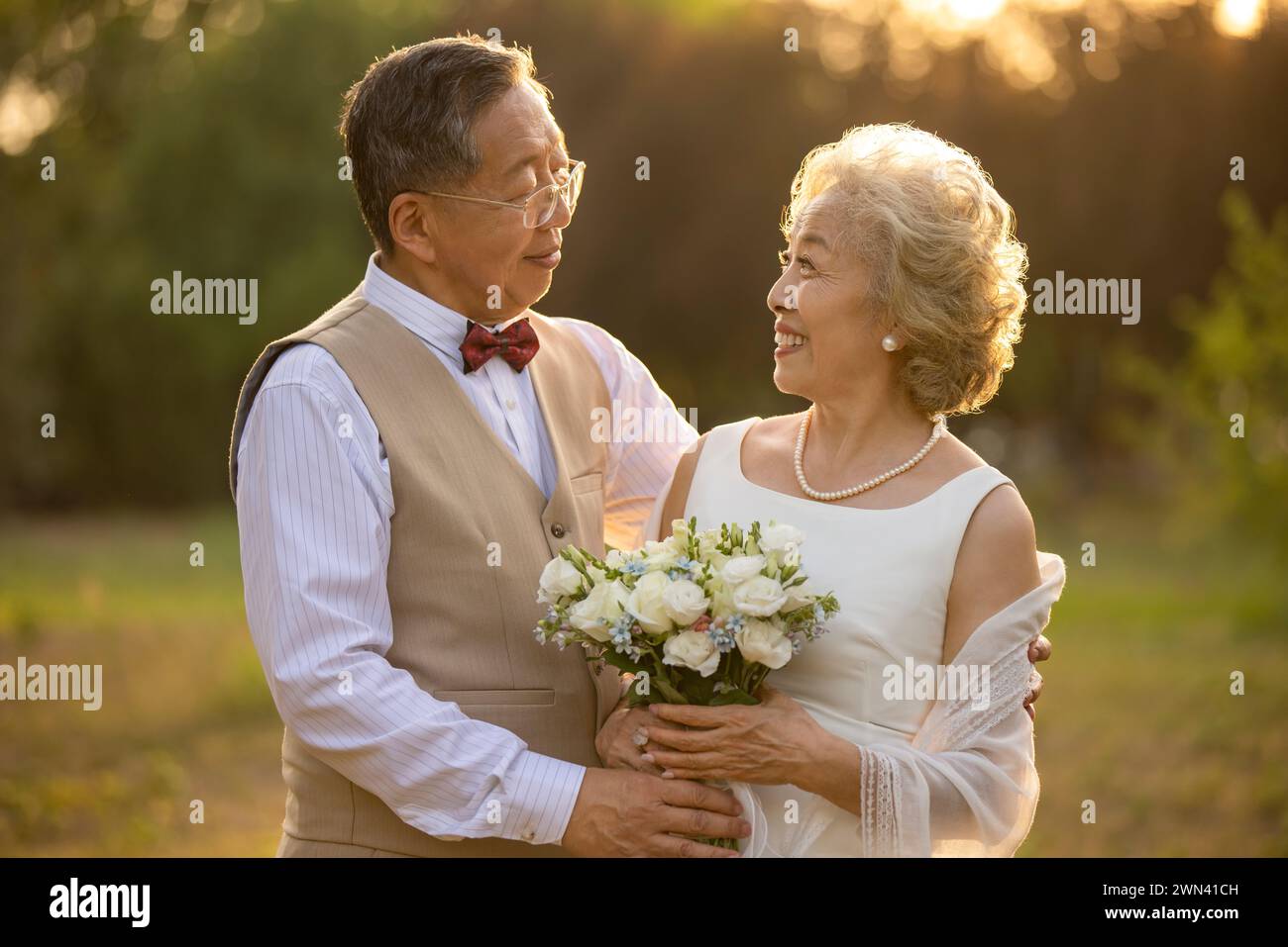 Happy Seniors Getting Married Stock Photo - Alamy