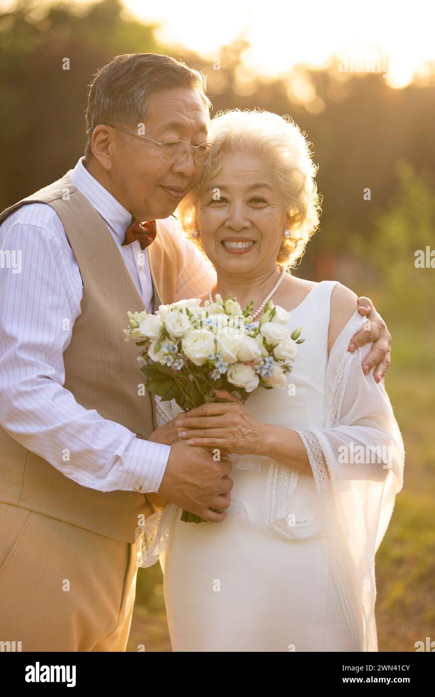 Portrait happy senior bride bouquet hi-res stock photography and images ...