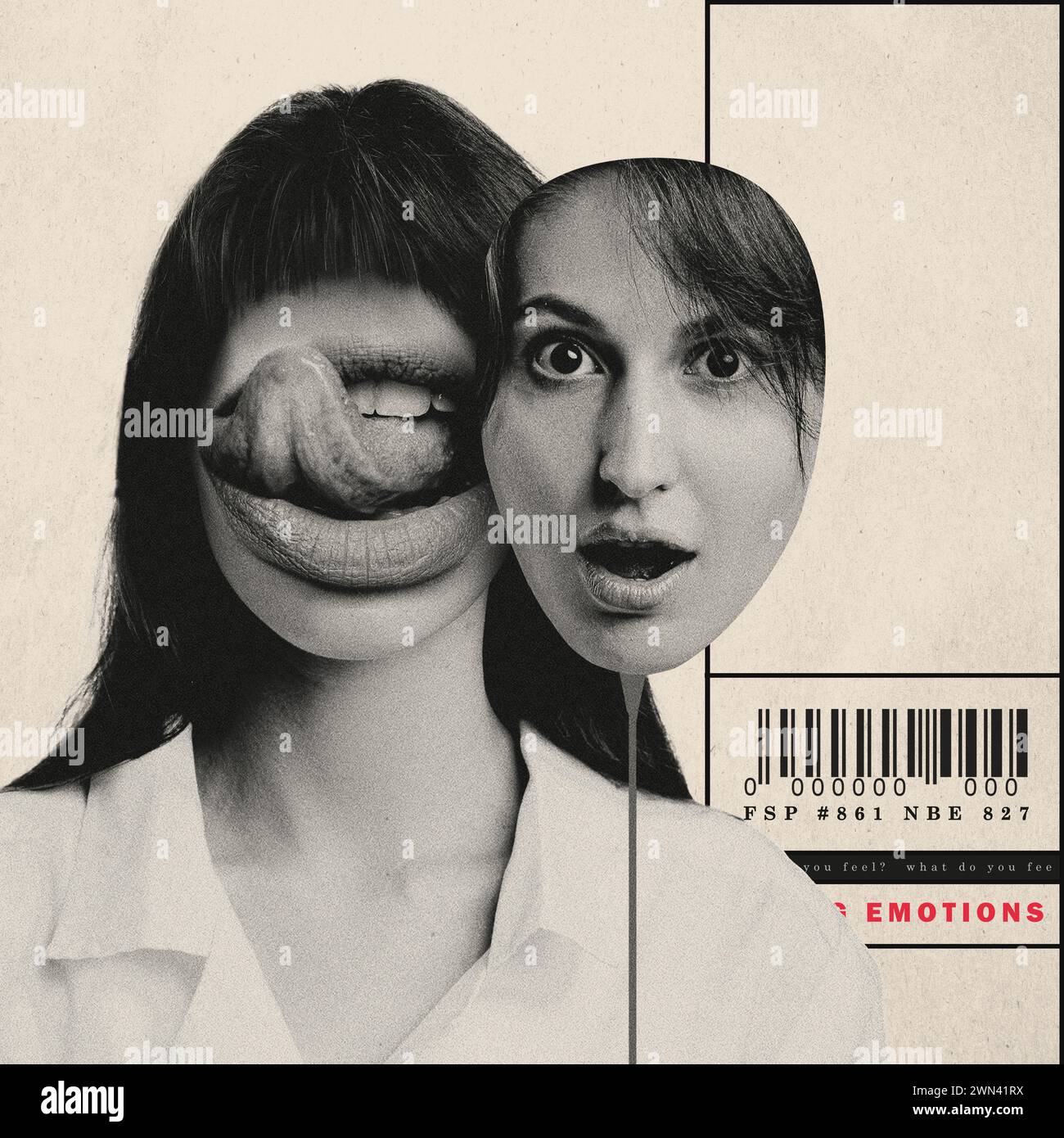 Changes in behavior. Woman expressing diversity of emotions, holding ...