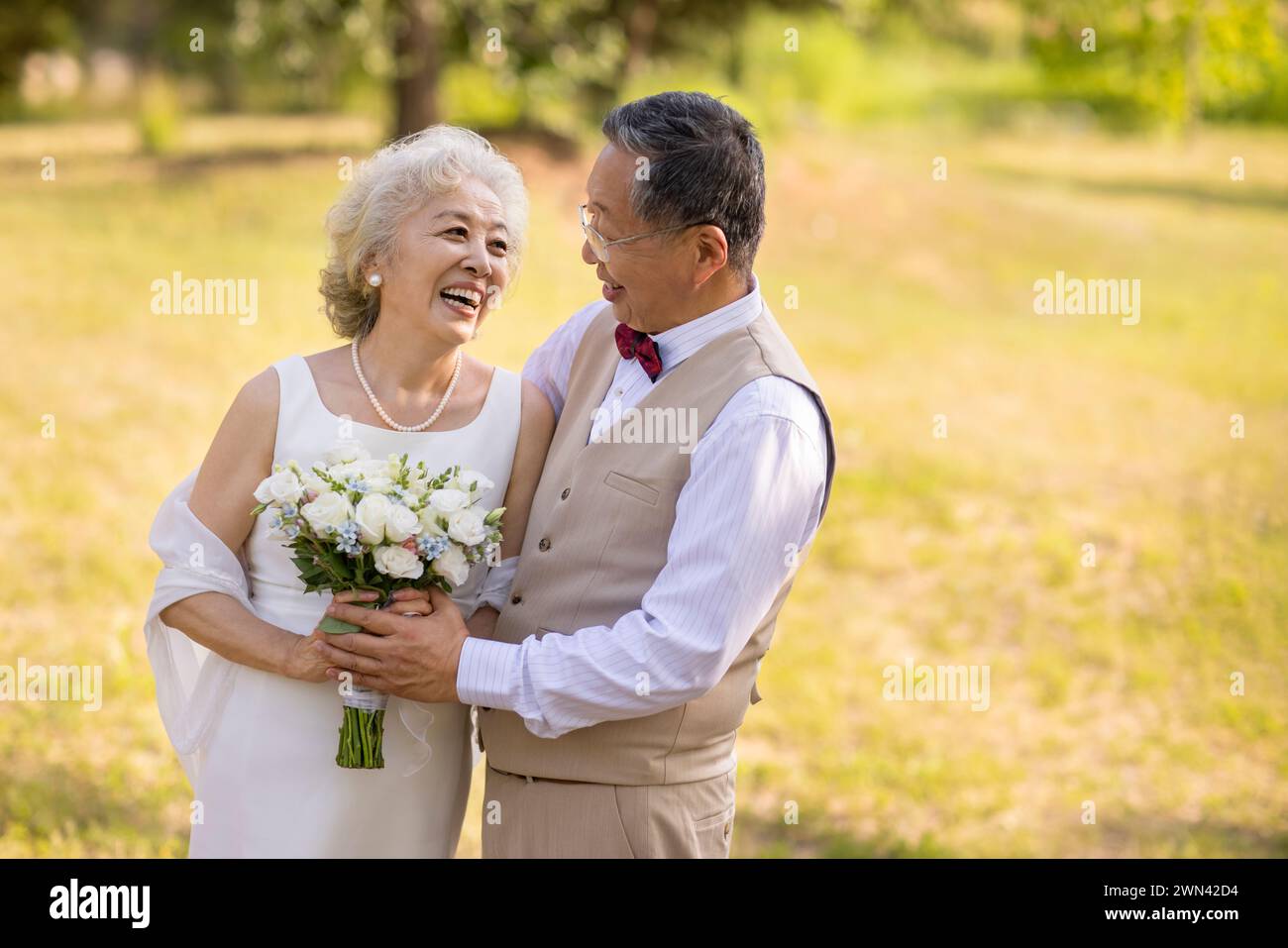 Happy Seniors Getting Married Stock Photo - Alamy
