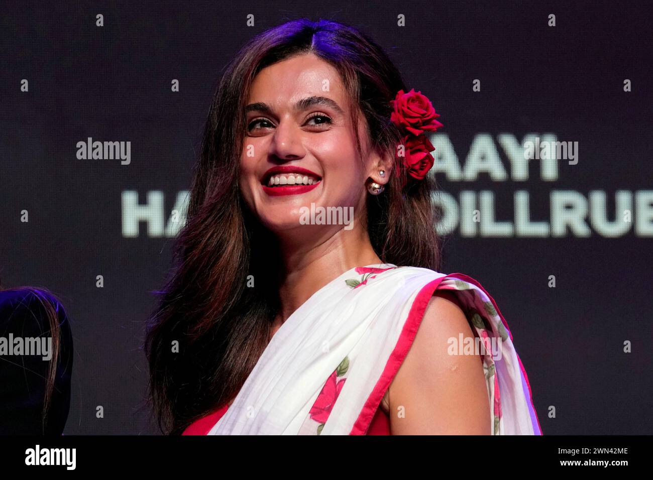 Indian film actor Taapsee Pannu poses for a photograph while promoting ...
