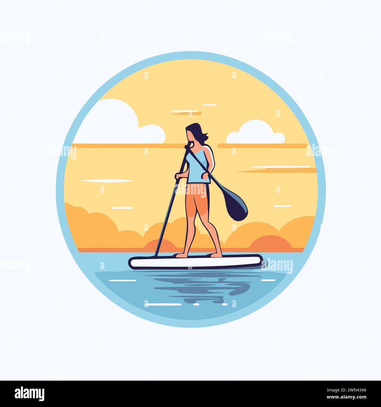 Woman with paddleboard Stock Vector Images - Alamy