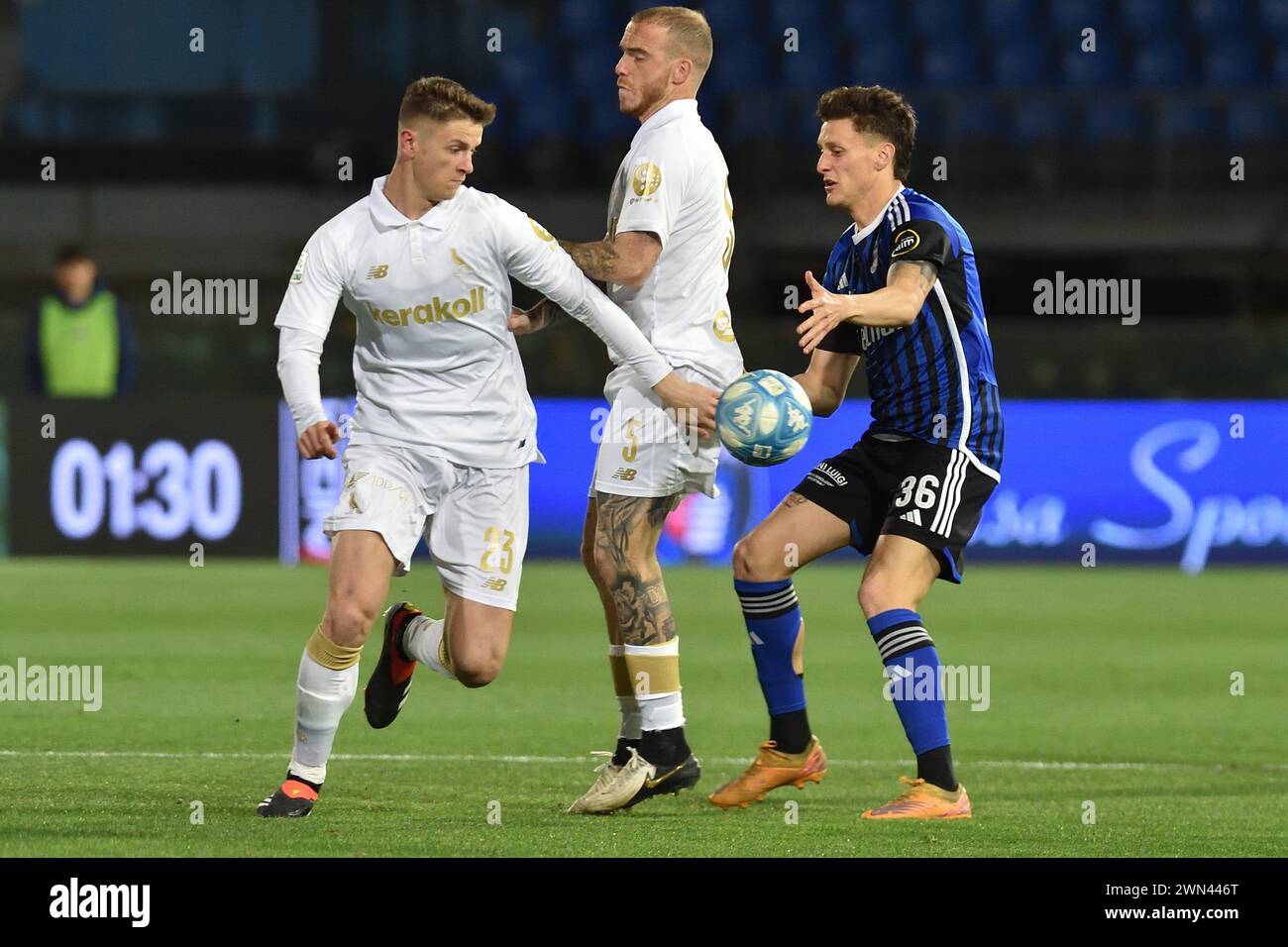 Pisa, Italy. 28th Feb, 2024. Thomas Battistella (Modena) thwarted by ...