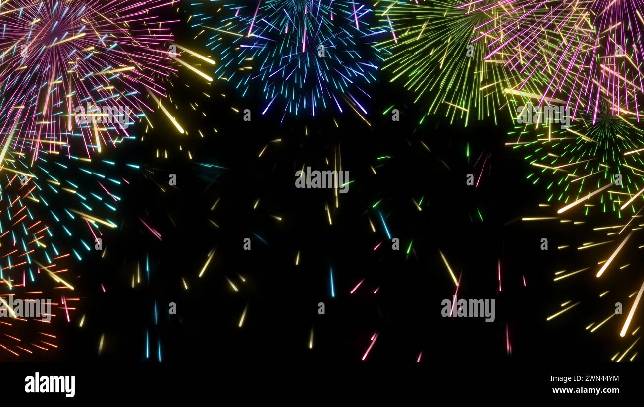 firecracker or fireworks effect with blue, pink, green, red color Stock ...