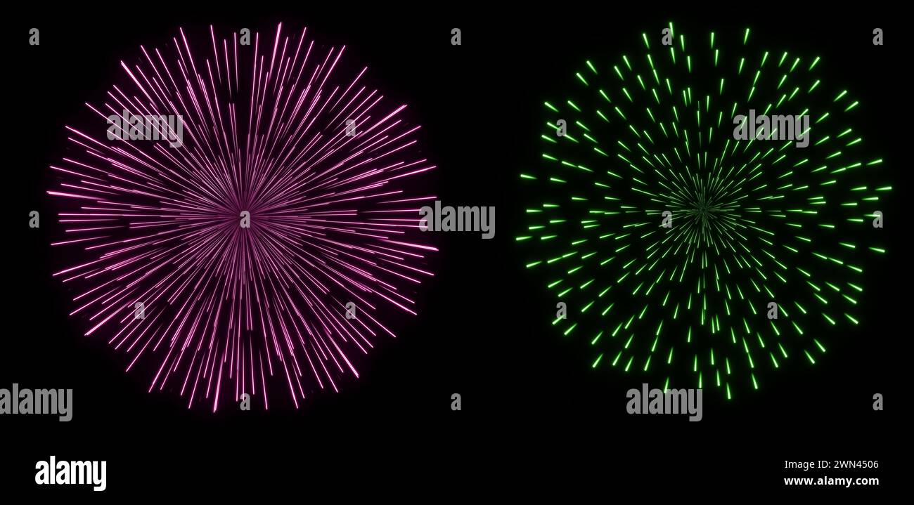 fireworks or firecracker with pink red and green color Stock Photo - Alamy