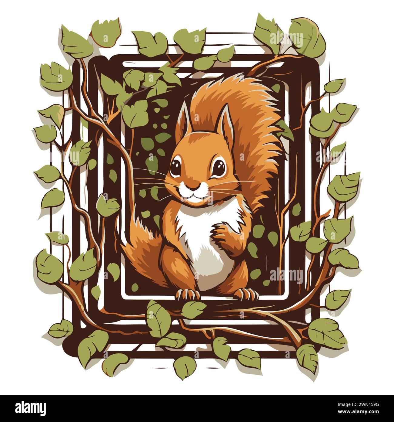 Squirrel in a forest Stock Vector Images - Alamy