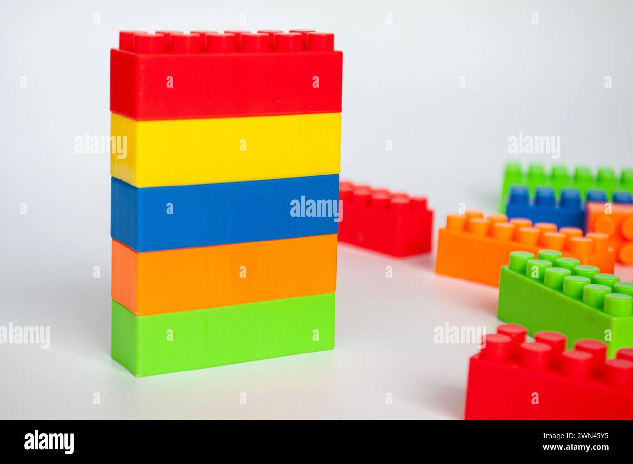 Lego set on white background cover. Toys and copy space Stock Photo - Alamy
