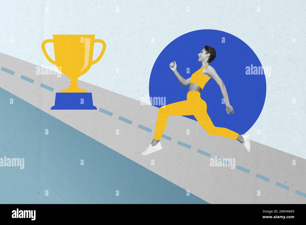Photo banner collage illustration of running competition sports woman ...