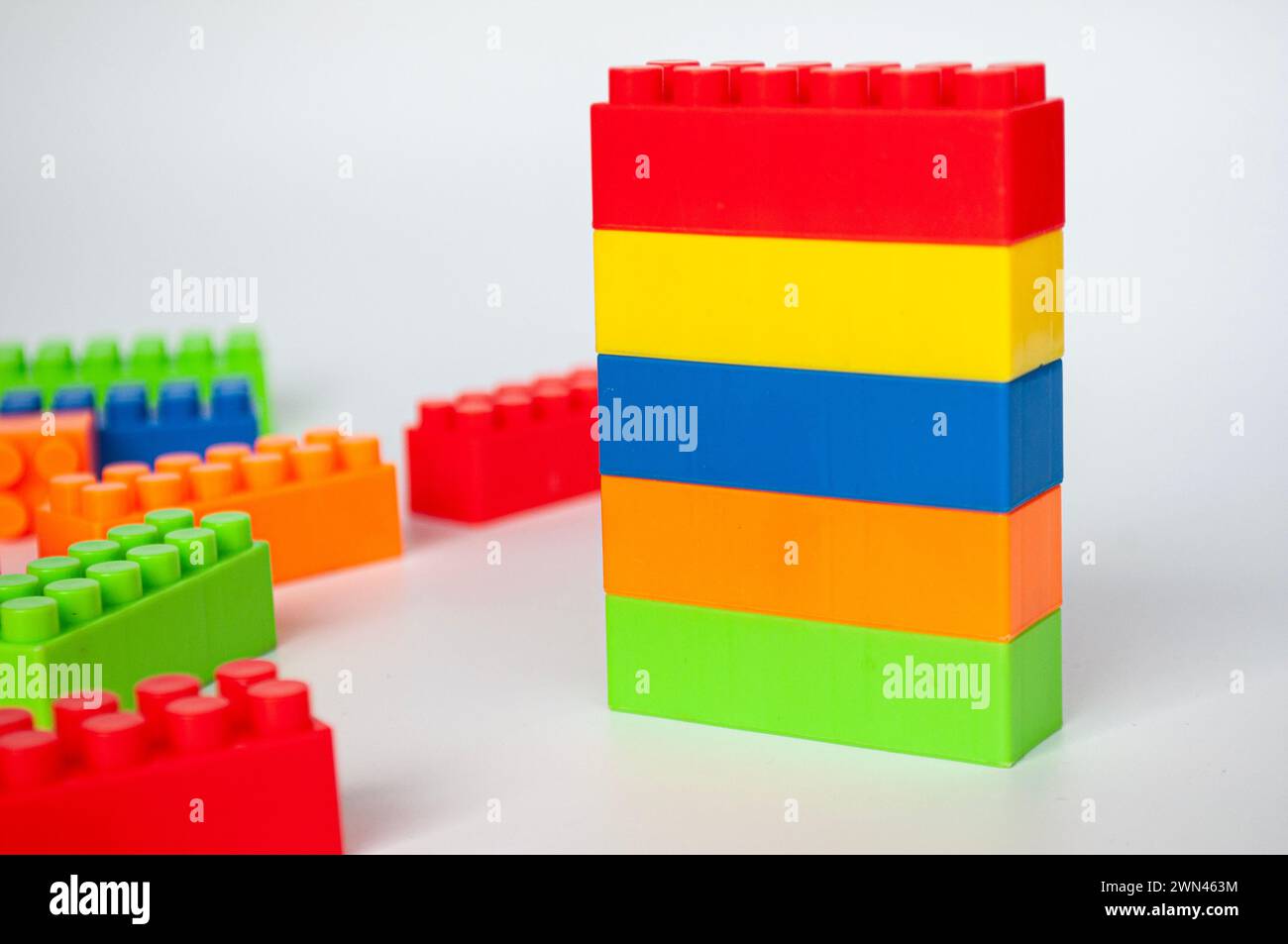 Lego set on white background cover.Toys and copy space concept Stock ...