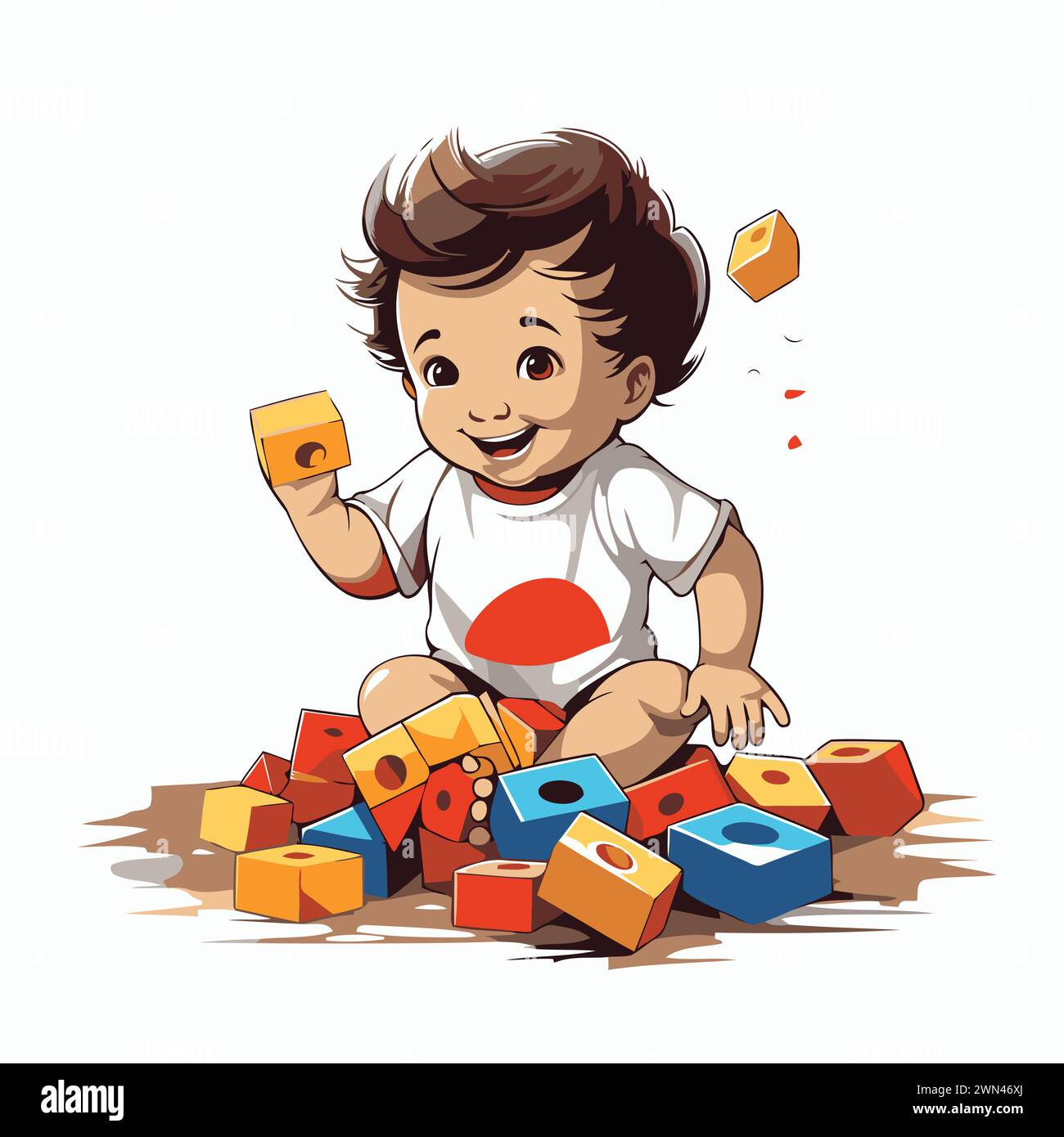 Playing with wooden blocks Stock Vector Images - Alamy
