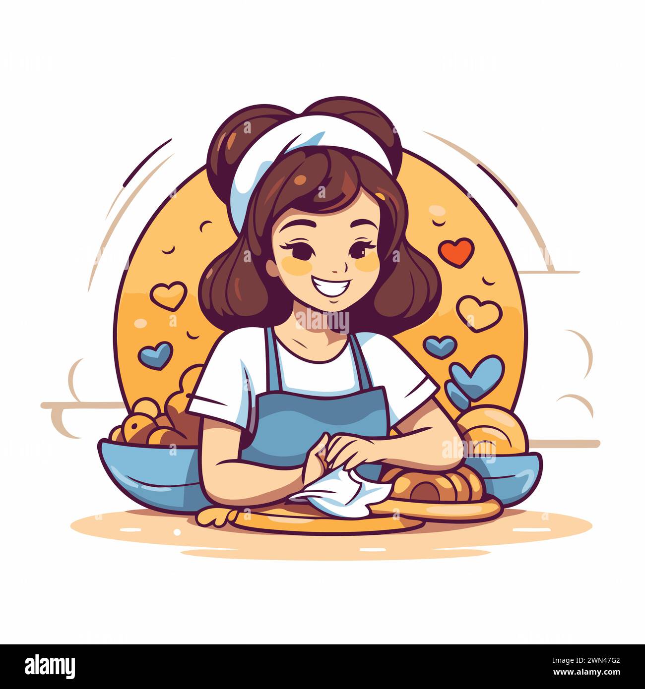 Little baker with bread cartoon hi-res stock photography and images - Alamy