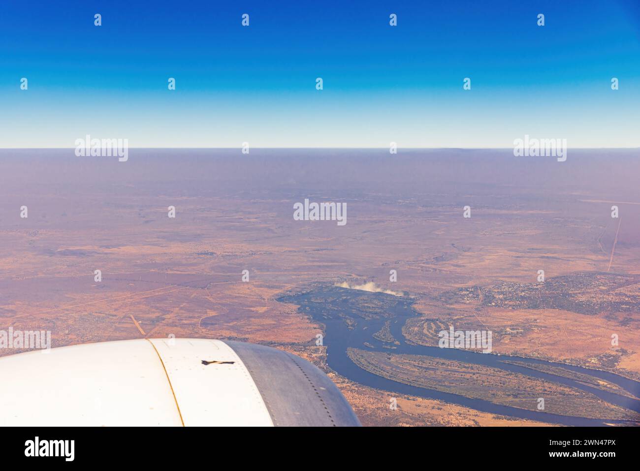 Victoria falls in Zimbabwe seen form the window of a plane Stock Photo ...