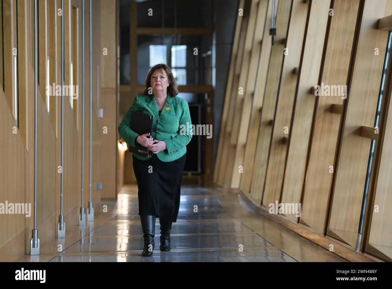 Edinburgh Scotland, UK 29 February 2024.Cabinet Secretary for Transport Fiona Hyslop MSP at the ...