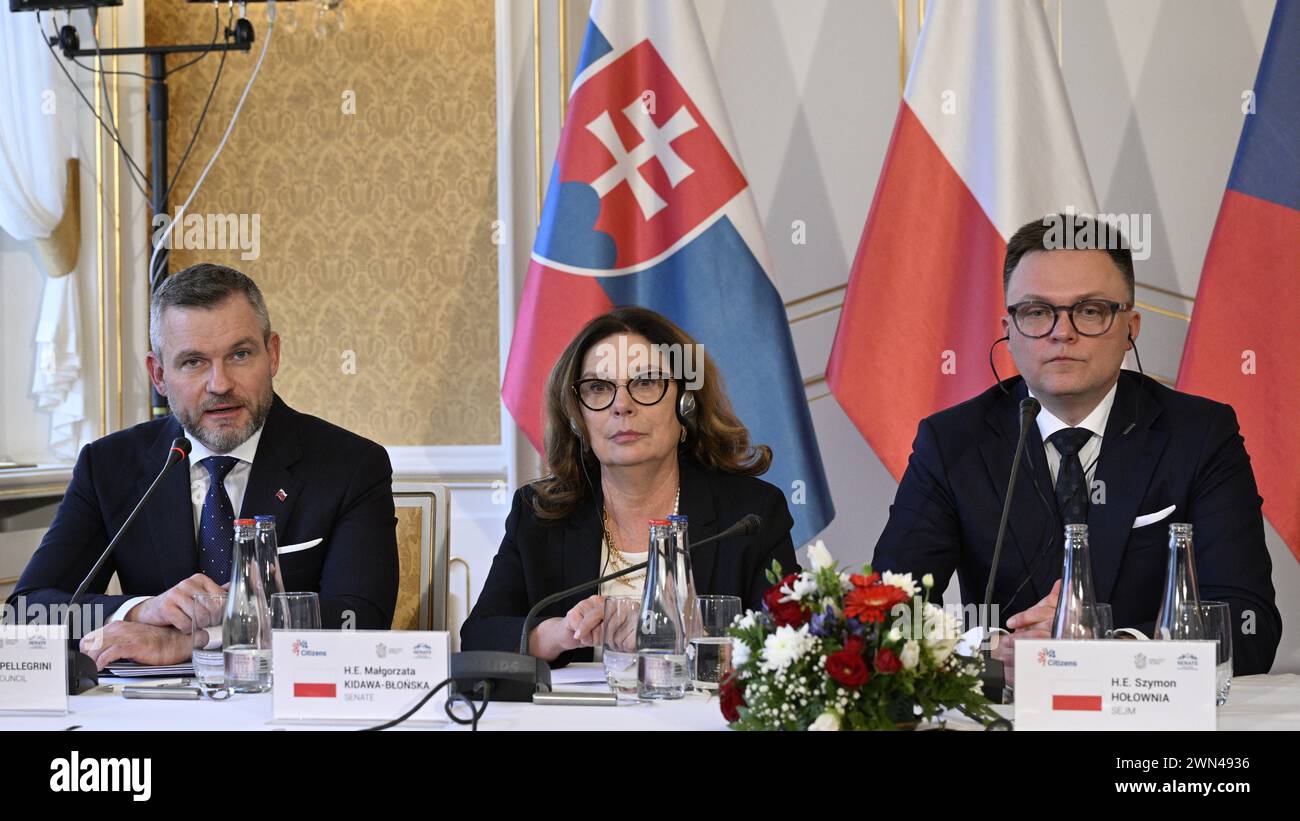 Prague, Czech Republic. 29th Feb, 2024. (L-R) Slovak National Council chairman Peter Pellegrini ...