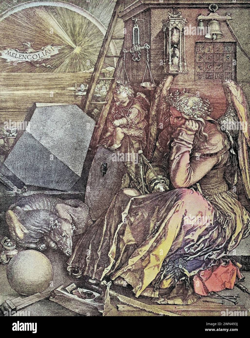 Melancholie Kupferstich von Albrecht Dürer aus dem Buch Der Freimaurer ... Melancholie Kupferstich von Albrecht Dürer aus dem Buch Der Freimaurer ...