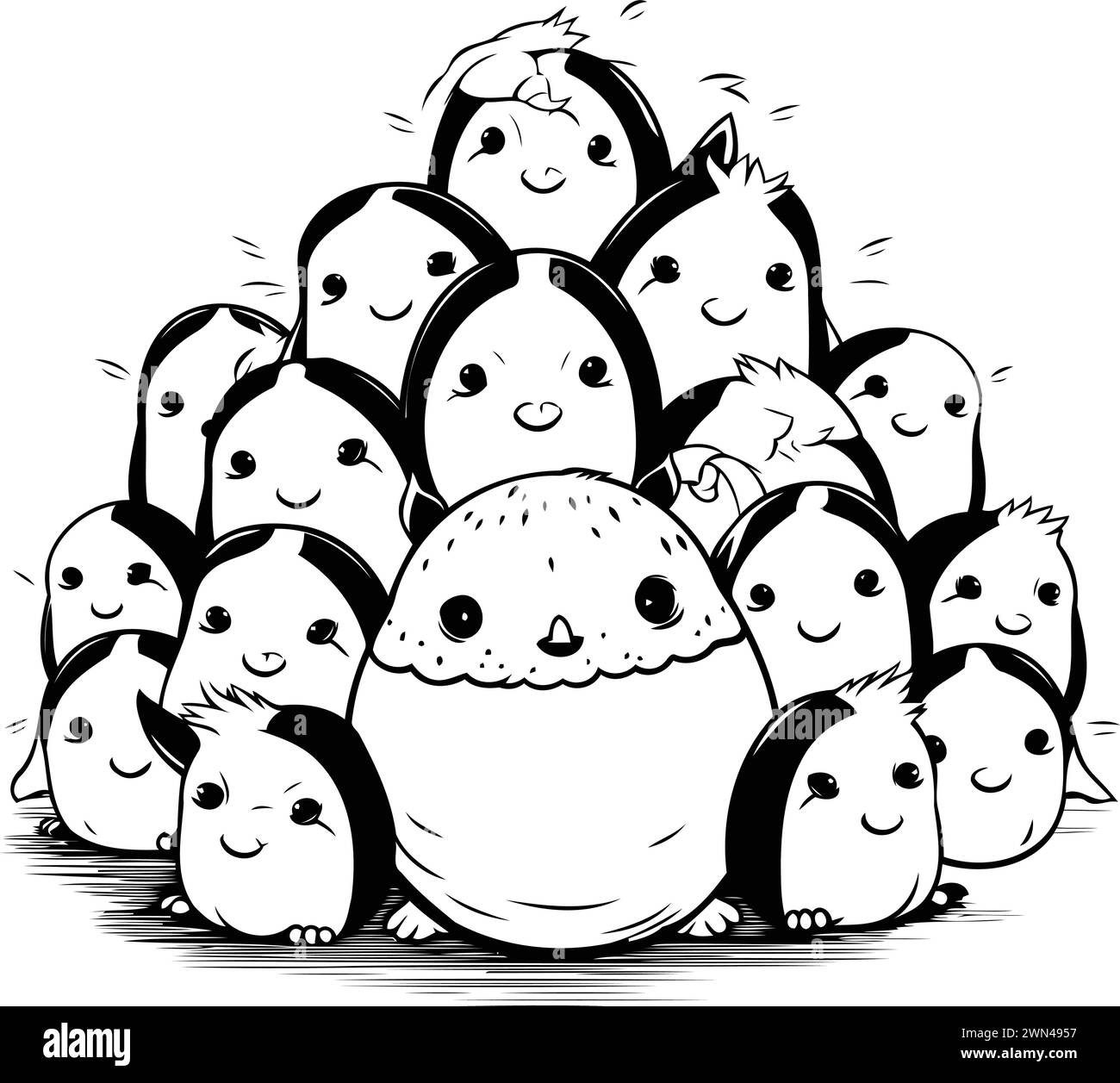Cartoon penguins Black and White Stock Photos & Images - Alamy