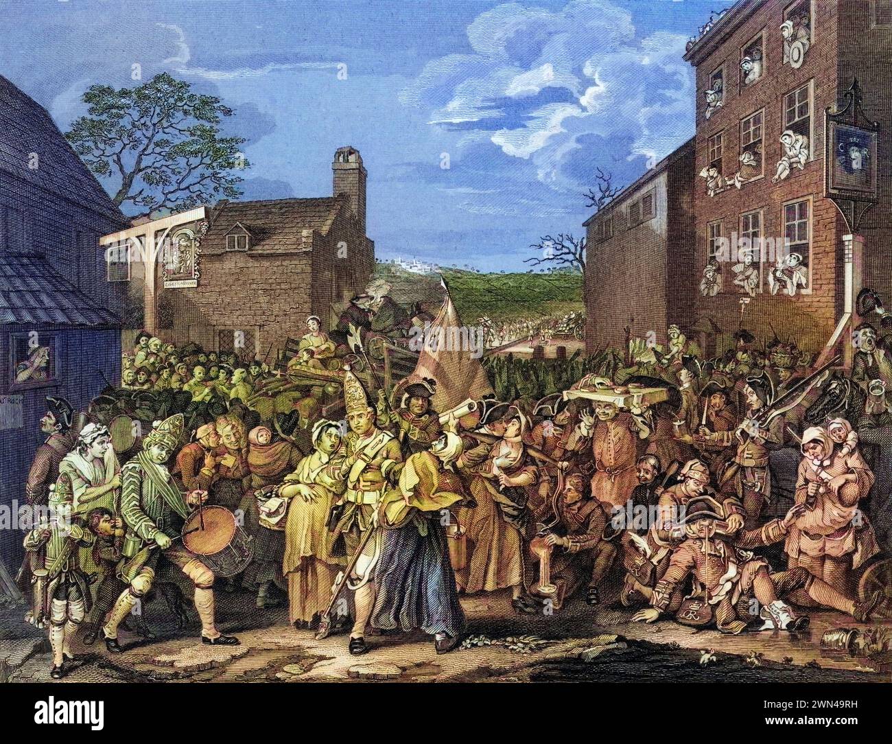 The March to Finchley Engraved by T E Nicholson after Hogarth from The ...