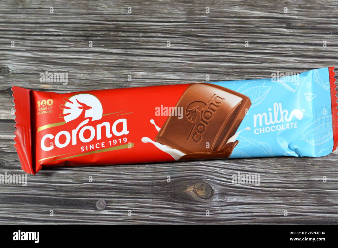 Cairo, Egypt, February 22 2024: Corona milk chocolate bar, a sweet ...