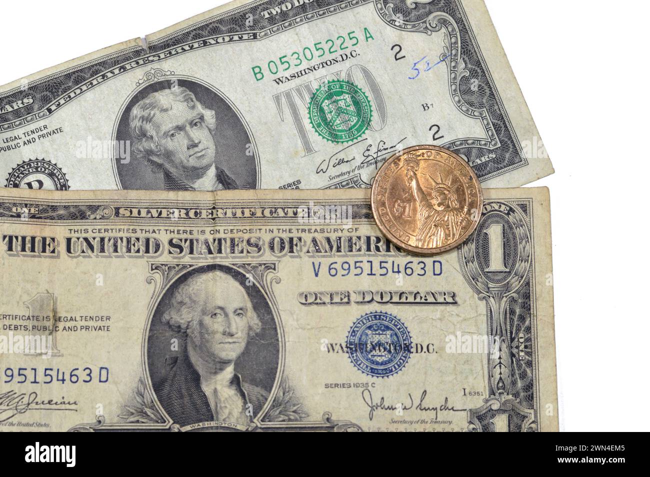 vintage retro old American money of one American dollar series 1935 ...