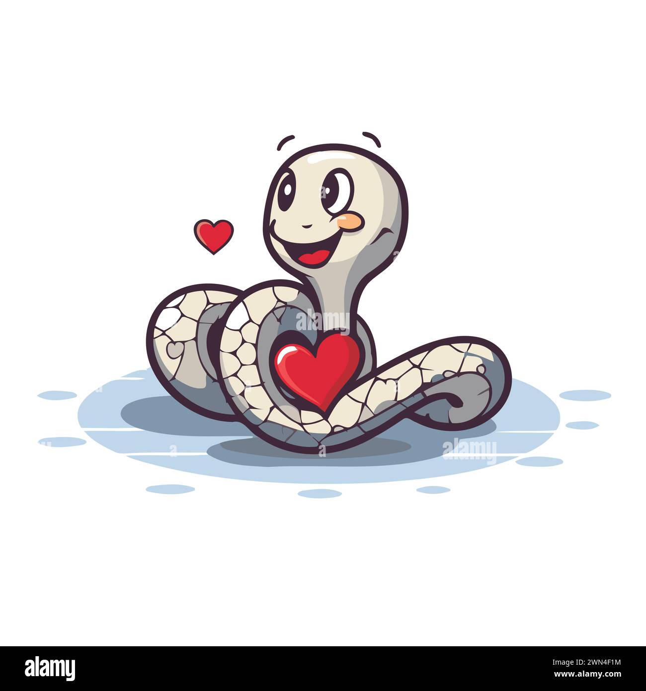 Cute cartoon snake with heart. Vector illustration isolated on white ...