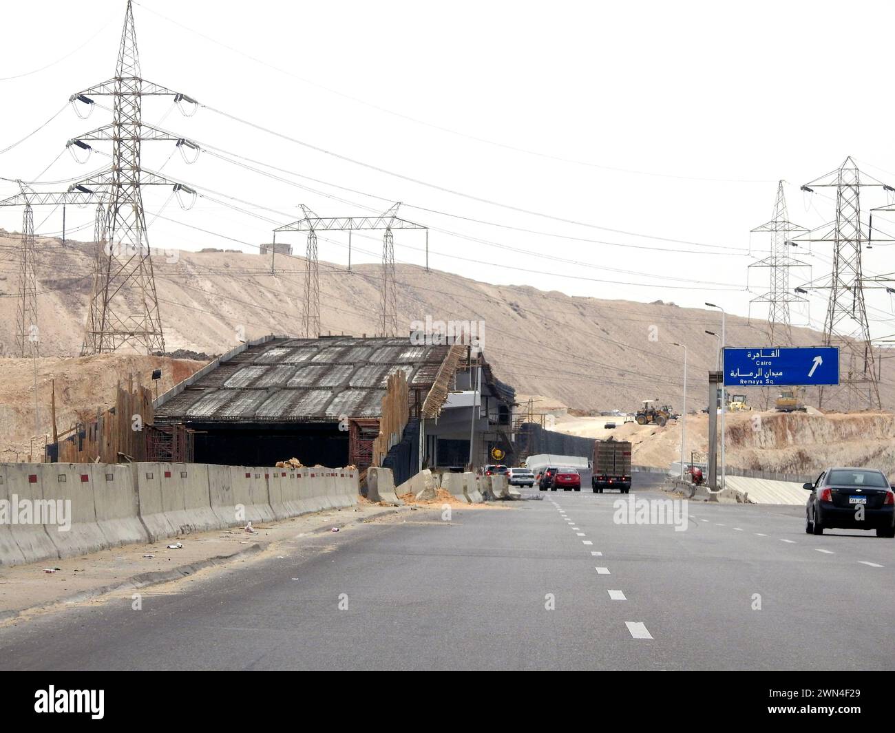 Giza, Egypt, February 23 2024: A new bridge under construction ...