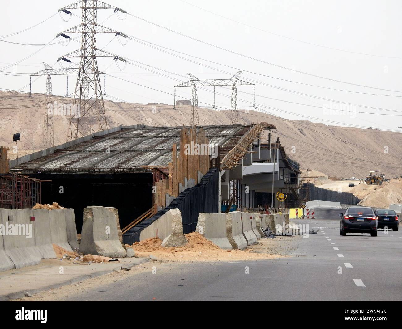 Giza, Egypt, February 23 2024: A new bridge under construction ...