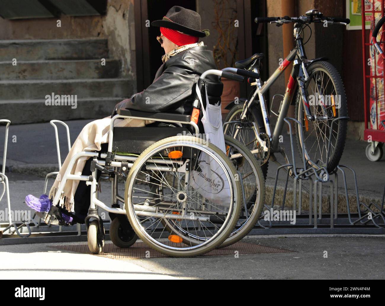 mobility and transport of an old person in a wheelchair mobility of ...