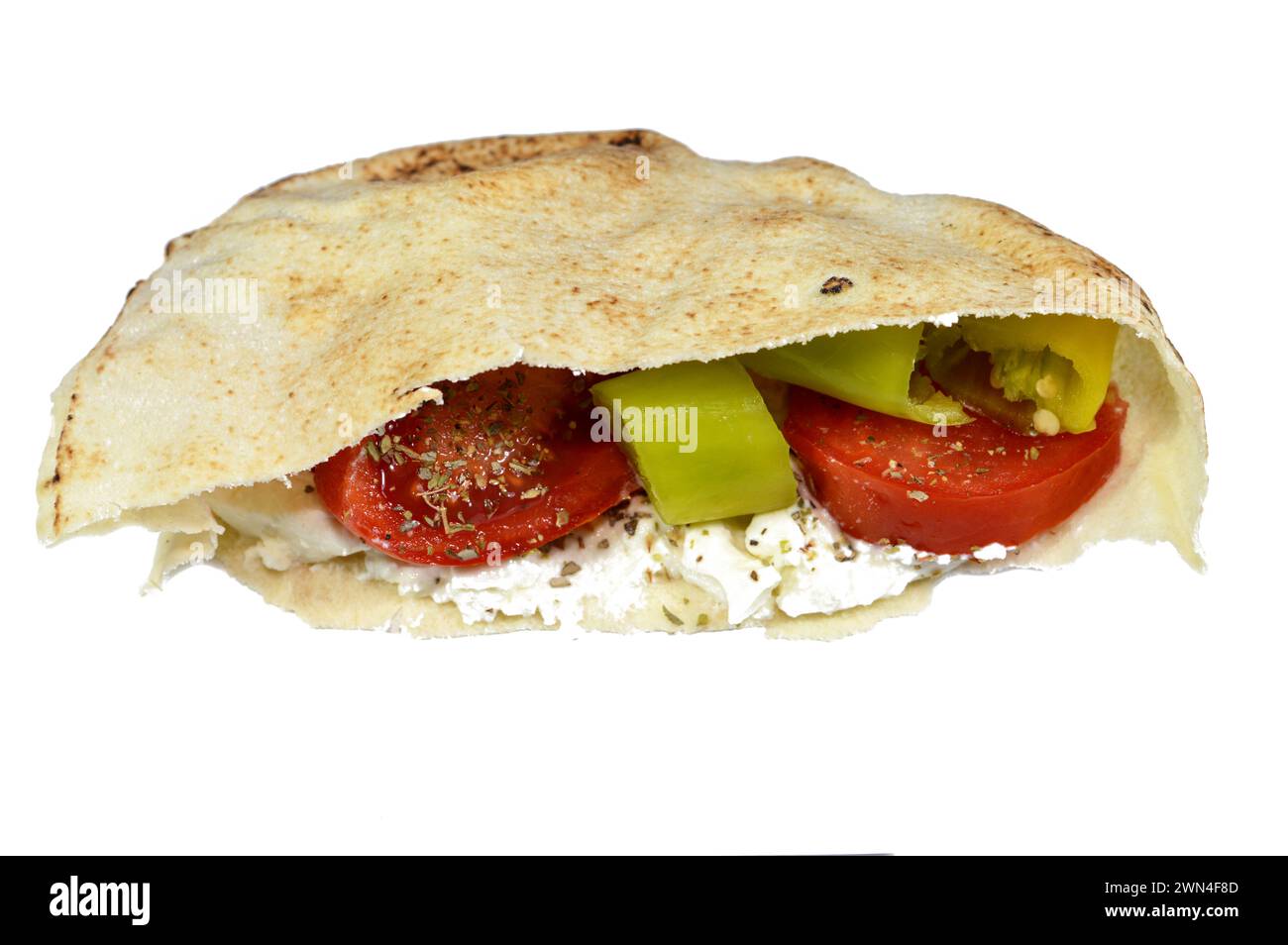 Traditional Shami flat bread made of wheat and flour stuffed with white ...