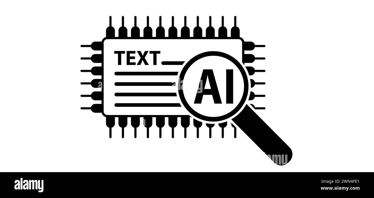 AI text generator. Artificial intelligence AI pictogram. Technology ...
