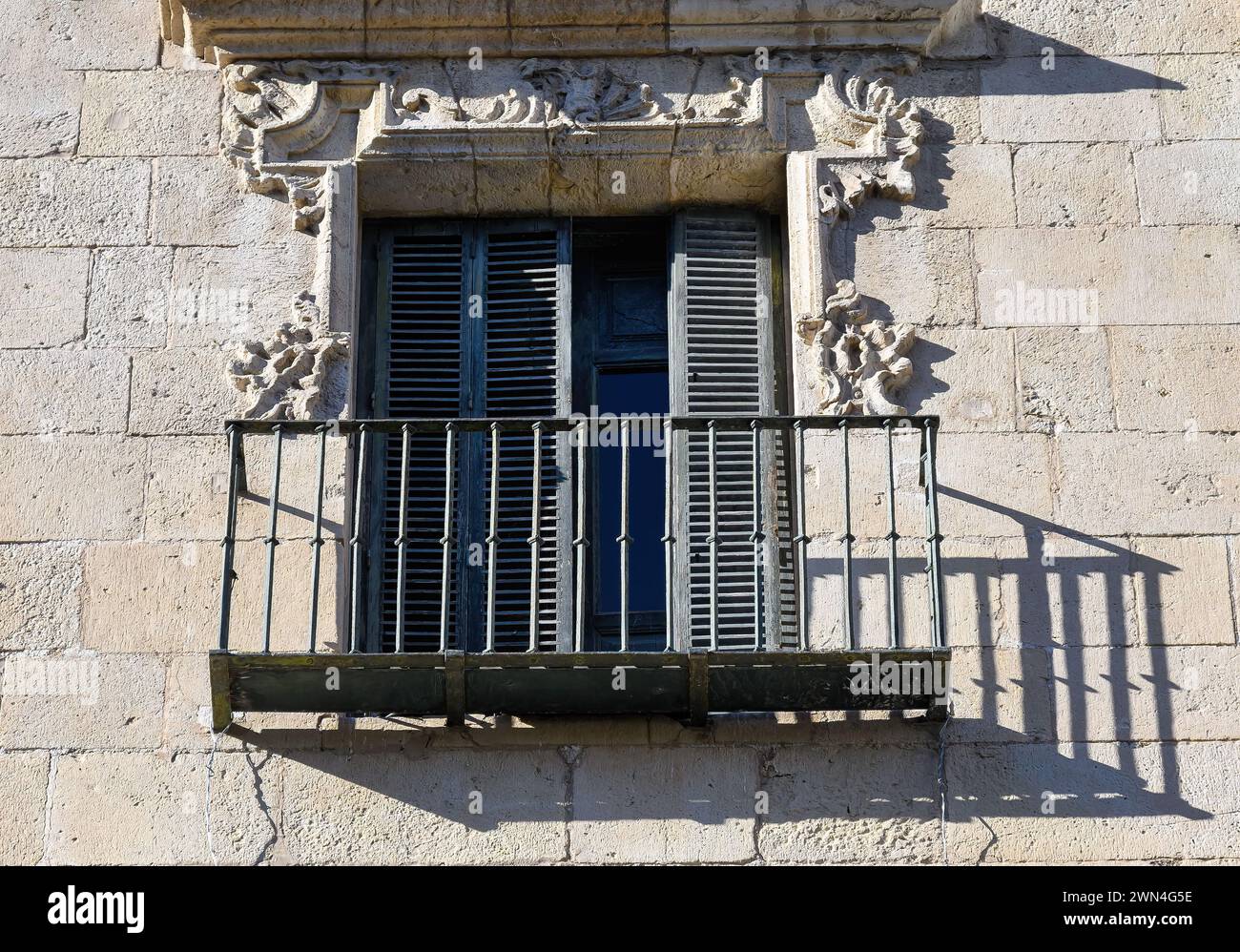 Medieval balcony with window. Facade of the City Hall building in ...