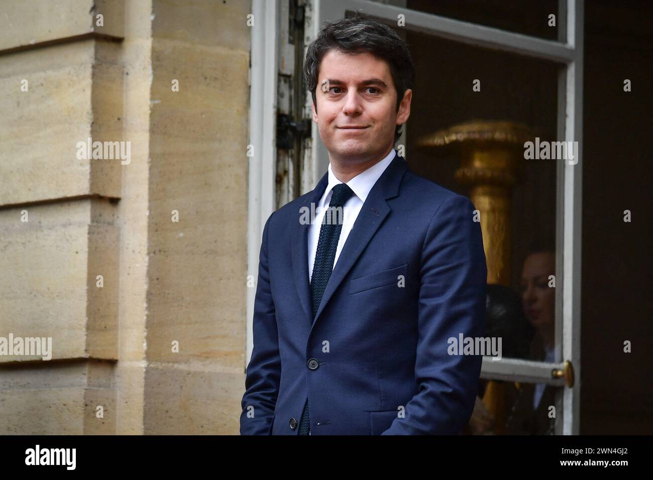 French Prime Minister Gabriel Attal poses to welcome Tunisian Prime ...