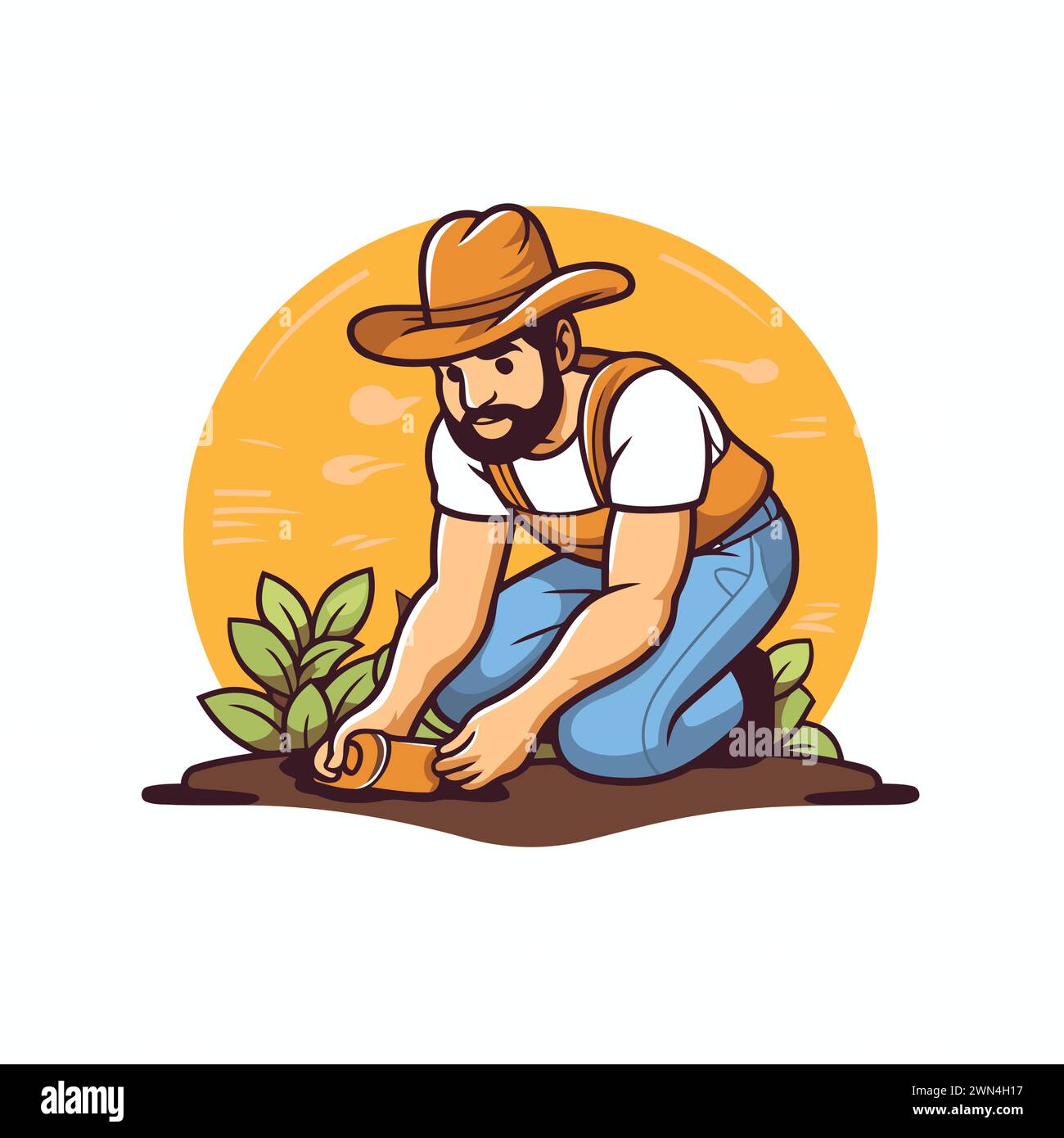 Worker digging a hole Stock Vector Images - Alamy