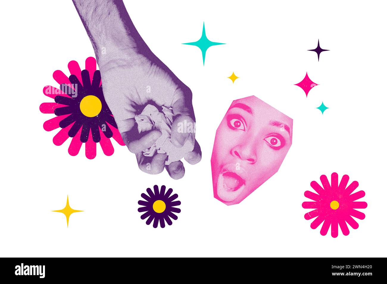 Surprised wondered young woman Cut Out Stock Images & Pictures - Alamy